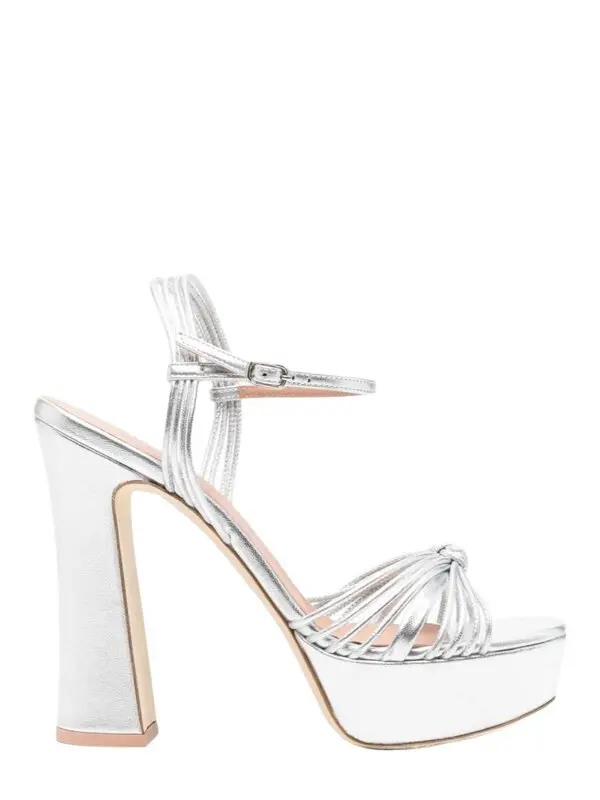 MALONE SOULIERS Silver Knotted Strappy Platform Sandals - White