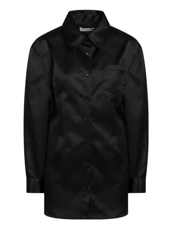 THE FRANKIE SHOP Satin Shirt Dress - Black