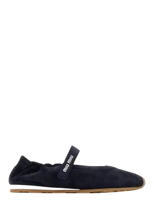 Miu Miu Round-toe Strap Ballet Flats - Blue