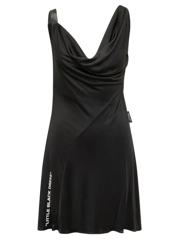 Off-White Draped V-neck Dress - Black