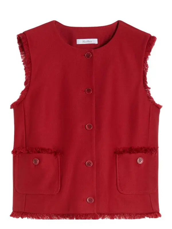 Max Mara Single Breasted Vest With Fringed Trim - Red