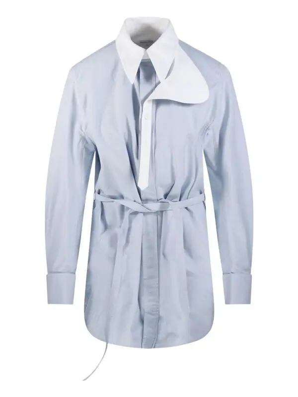Bottega Veneta Belted Contrast-collar Shirt - No