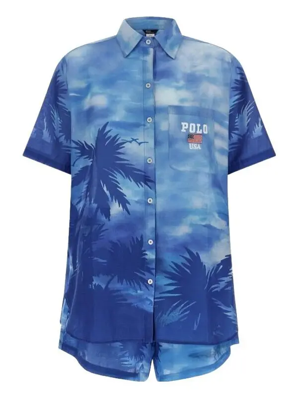 Polo Ralph Lauren Palm Cotton Shirt And Shorts Set - Blue