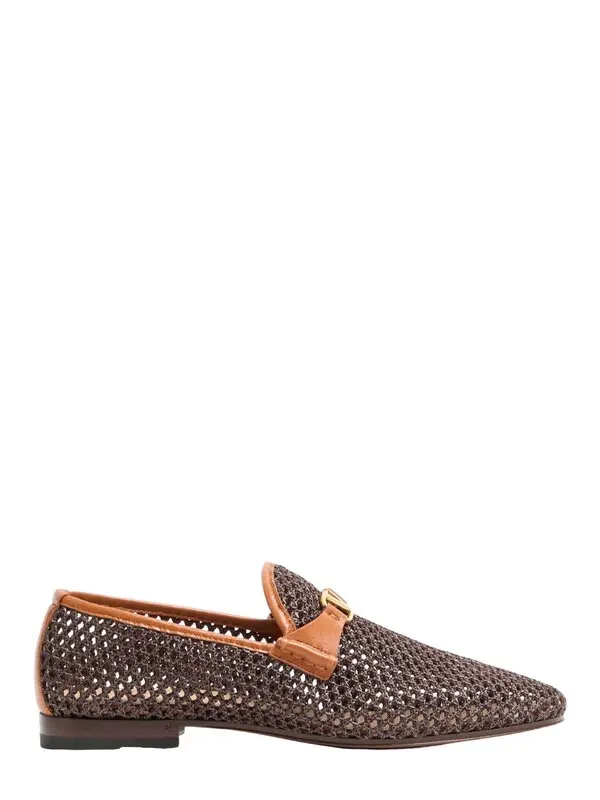 Valentino Garavani Woven Raffia Loafer With Vlogo Signature - Brown