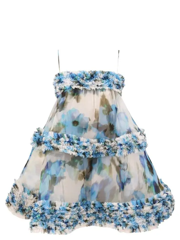 Zimmermann Ruffled Mini Dress - Gray