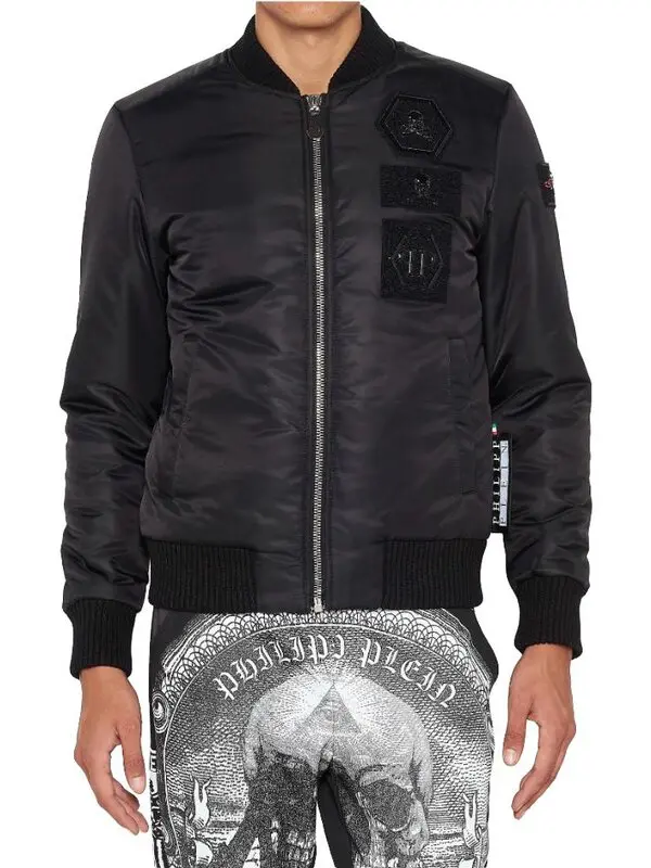 Philipp Plein Logo Bomber Jacket - Black
