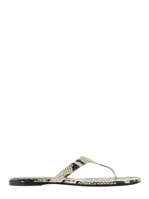 Khaite Archer Snakeskin Leather Thong Sandals - Black