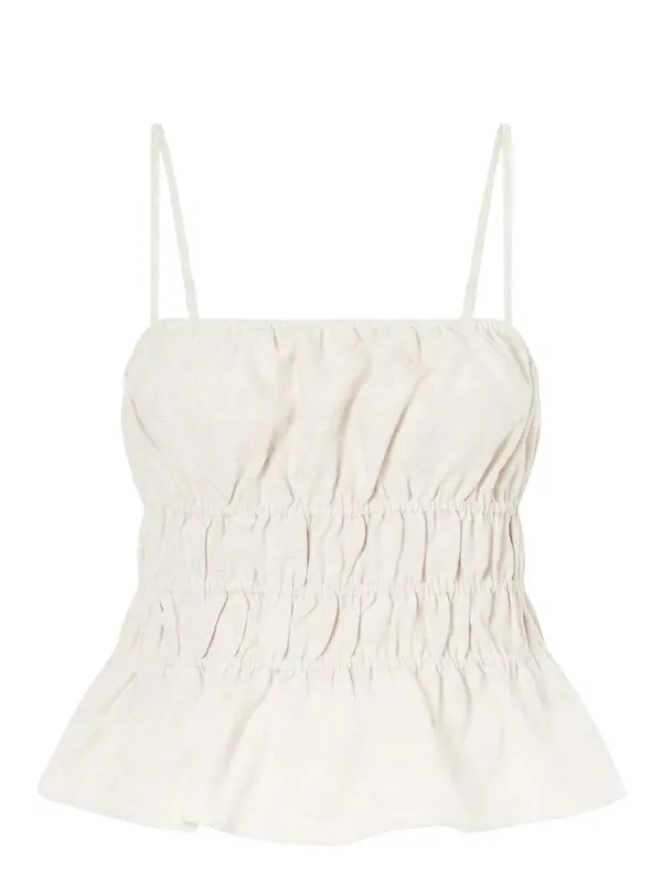 Staud Ayla Ruffled Linen Tank - Cream