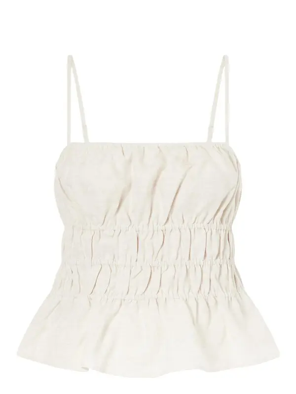 Staud Ayla Ruffled Linen Tank - Neutrals