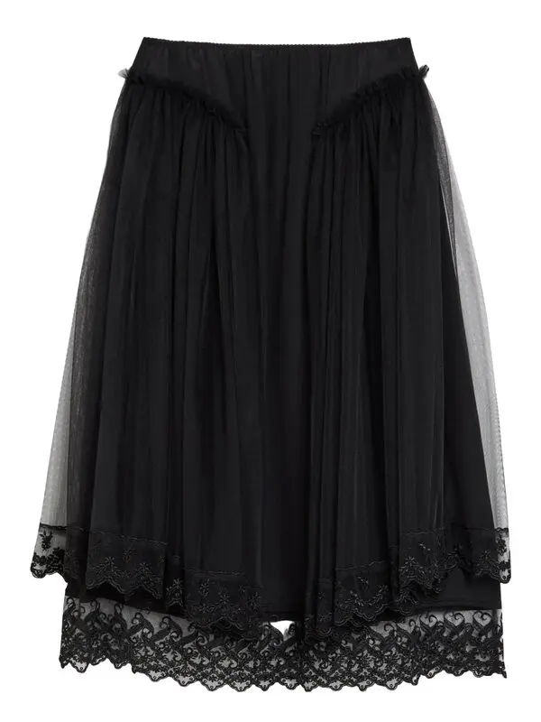 Simone Rocha Midi Skirt With Elastic Waist And Tulle Detail - Black