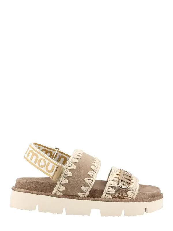 Mou Embellished Back-strap Sandals - Nude