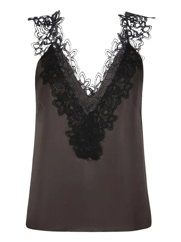 RÓHE V-neck Lace Camisole - Brown
