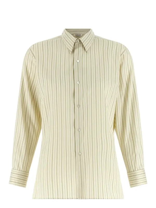 Auralee Striped Long Sleeve Shirt - Nude