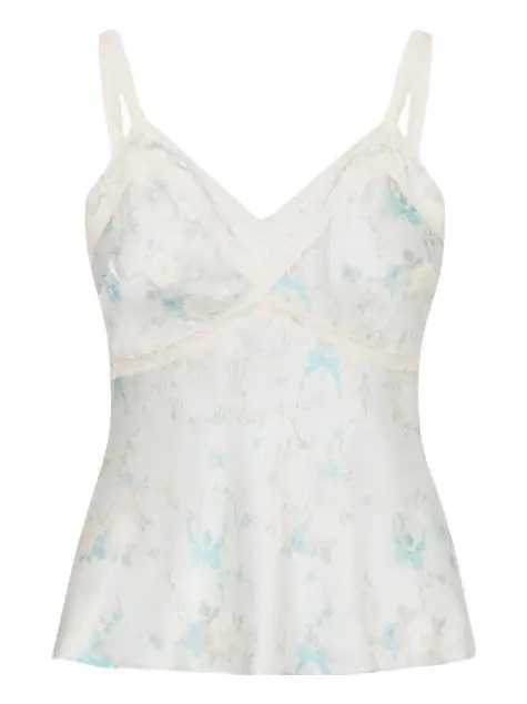 LoveShackFancy Lirena Lace-trim Camisole Top - Snowflake Blue