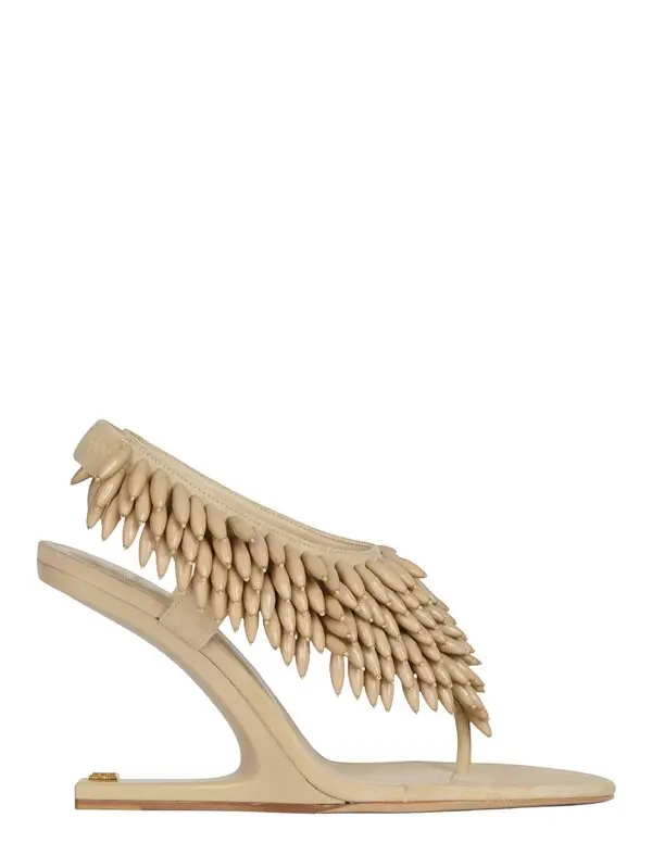 Balmain No Wedge Embellished Sandals - Nude