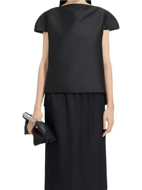 MAISON MARGIELA Cap-sleeve Boatneck Top - Black