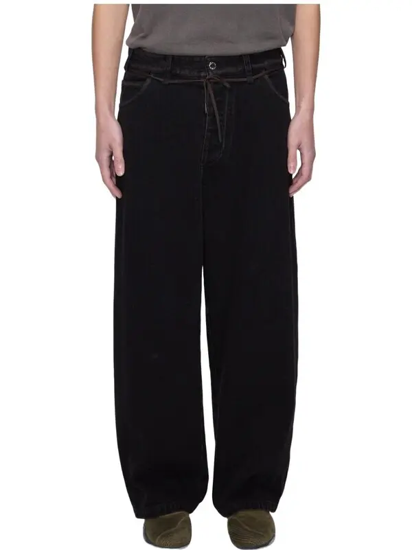 SONG FOR THE MUTE Wide Leg Casual Pants - Black