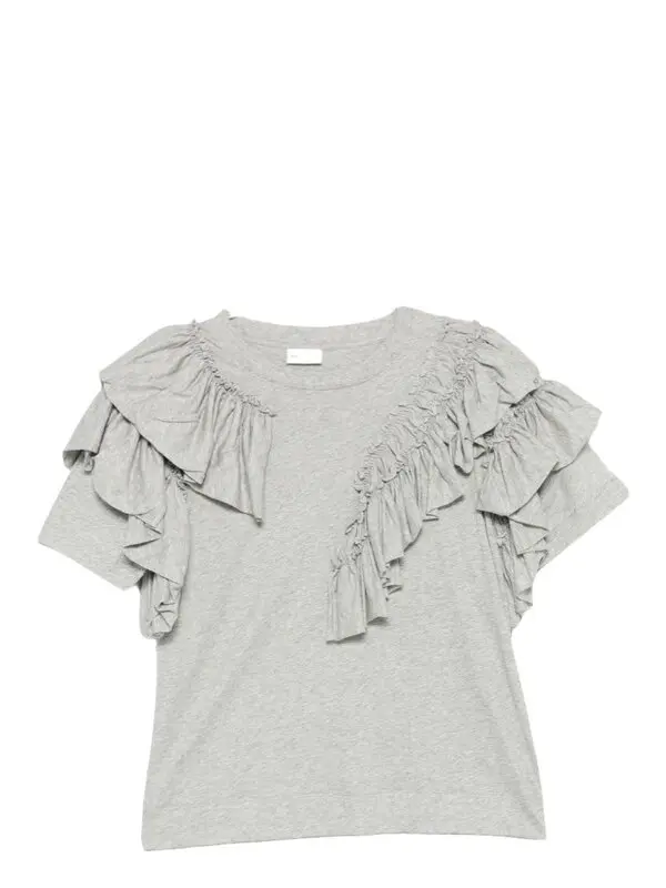 Dries Van Noten Ruffled Crewneck T-shirt - Grey