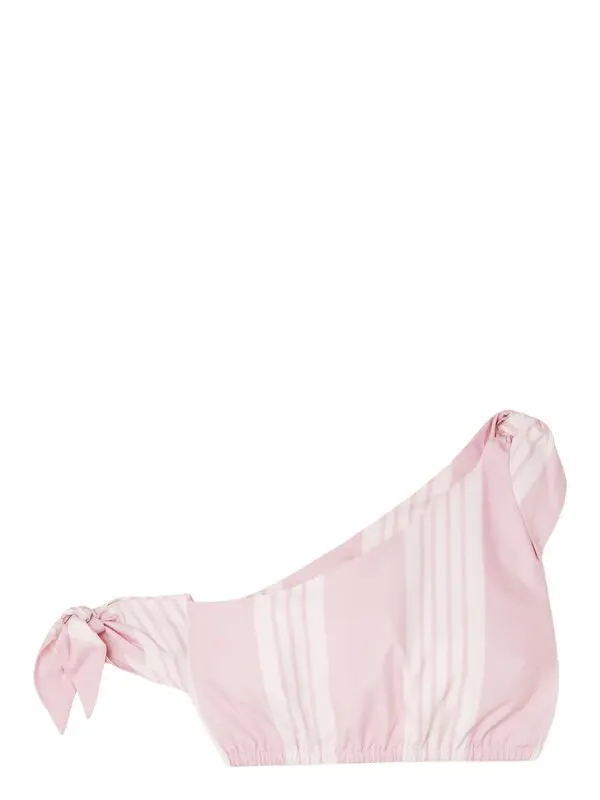 Posse Rosie One-shoulder Striped Top With Tie Detail - Pink