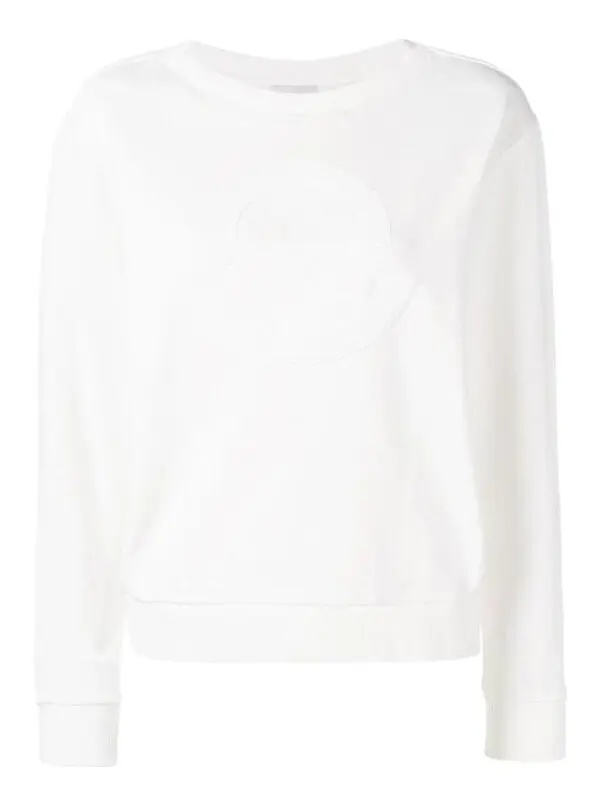 Moncler Ribbed Logo Detail Sweater - White
