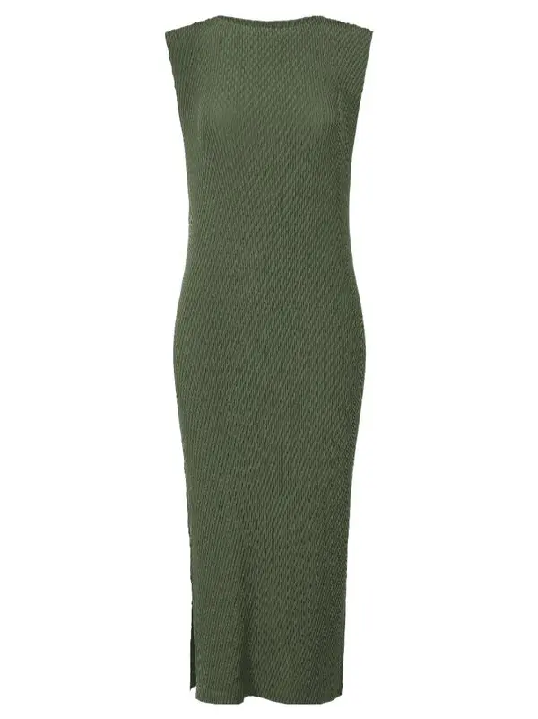 Issey Miyake Sleeveless Boatneck Midi Dress - Dark Green