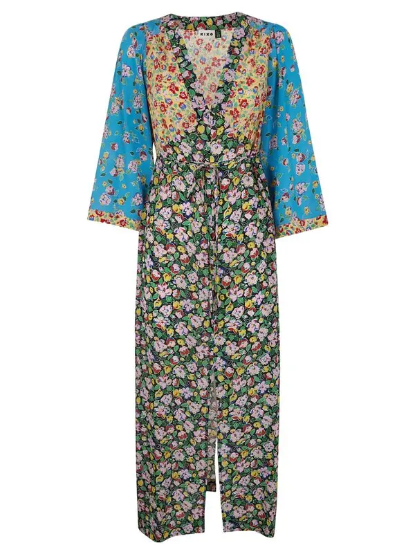 Rixo V-neck Long Sleeve Maxi Dress - Nude