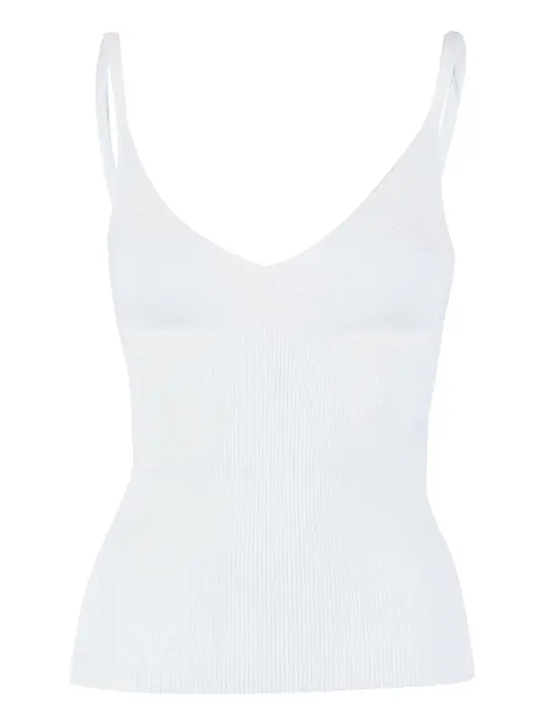 P.a.r.o.s.h Ribbed Knit V-neck Top - White