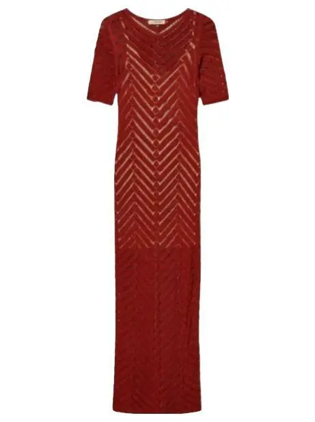 TWINSET Long Chevron Knit Dress - Red