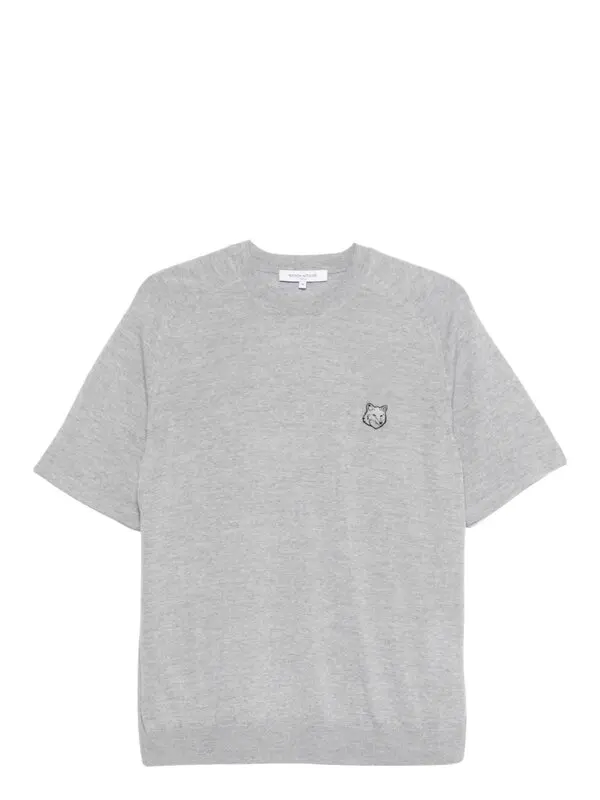 Maison Kitsuné Fox Head Short Sleeve Jumper - Gray
