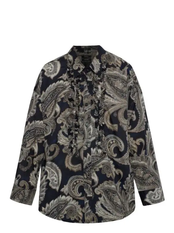 R13 Long Sleeve Printed Shirt - Black