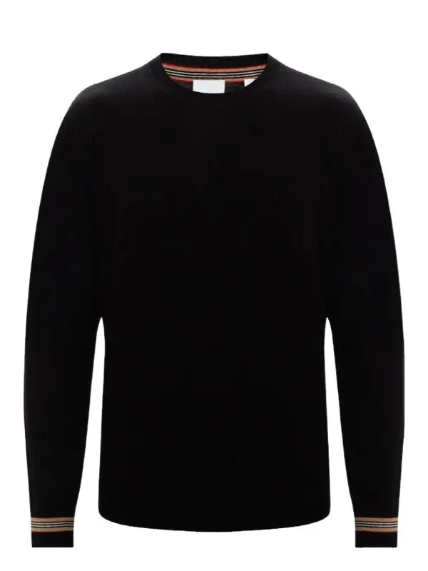Burberry Icon Stripe Trim Knit Sweater - Black