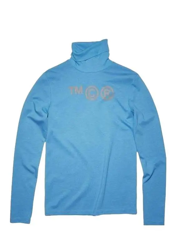 Acne Studios High-neck Long-sleeve T-shirt With Logo Print - Blue