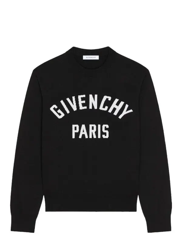 Givenchy Couture Seam Knit Sweater With Paris Detail - Black