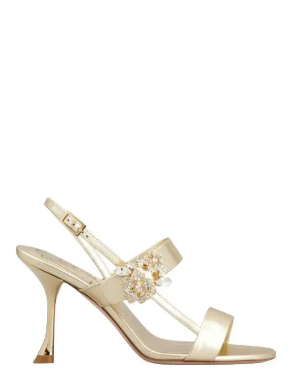 ROGER VIVIER Crystal Buckle Heeled Sandals - Nude