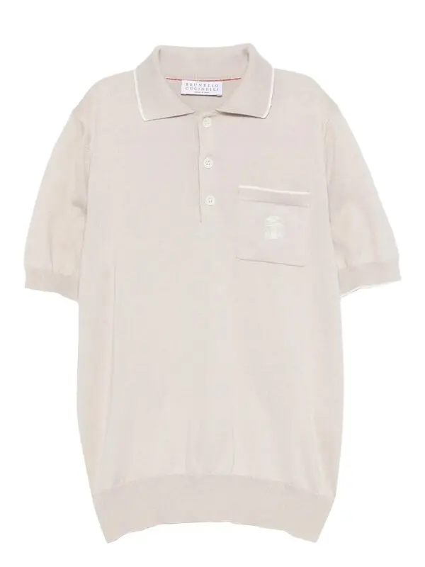 Brunello Cucinelli Short Sleeve Knit Polo Shirt - White