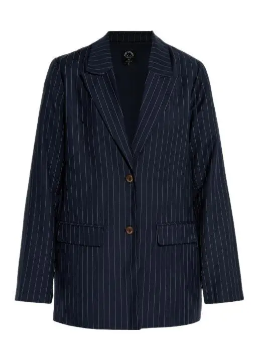 The Upside Pinstriped Boyfriend Blazer - Black