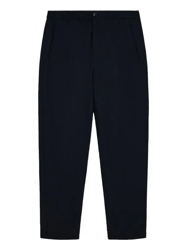 Emporio Armani Seersucker Texture Straight Leg Trousers - Navy Blue