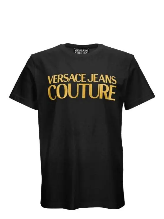 Versace Logo Printed Crewneck T-shirt - Black
