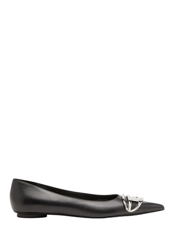 DIESEL® D-venus Leather Ballerina Flats - Black