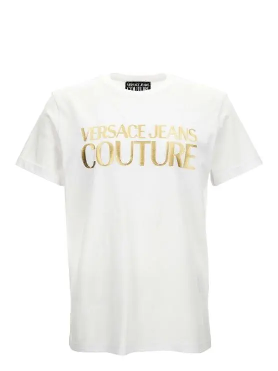 Versace Logo Printed Crewneck T-shirt - White
