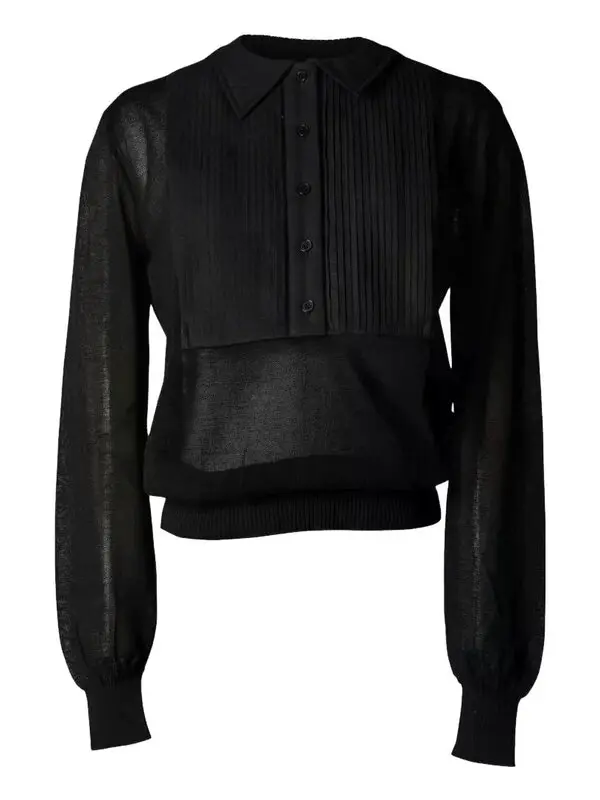 PUSHBUTTON Layered Pleated-panel Sweater - Black