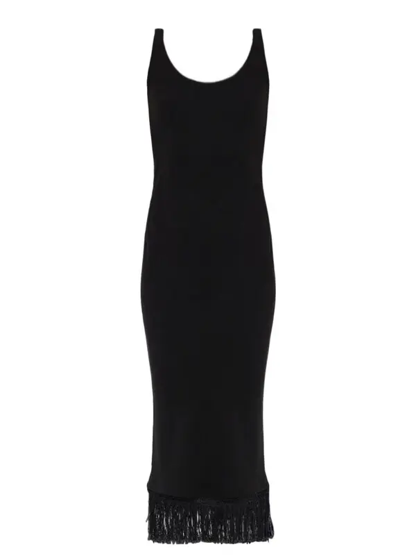 Posse Sleeveless Dress With Tasseled Hem - Black