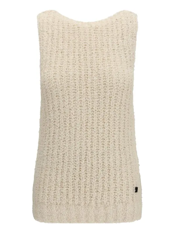 Balmain Textured Logo Knitted Top - Light Beige