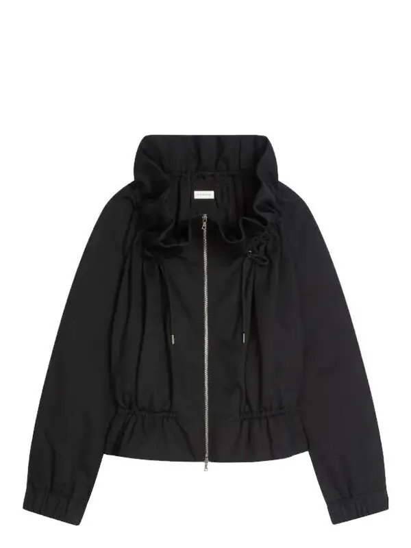 Dries Van Noten Ruffled Neck Zip-up Jacket - Black