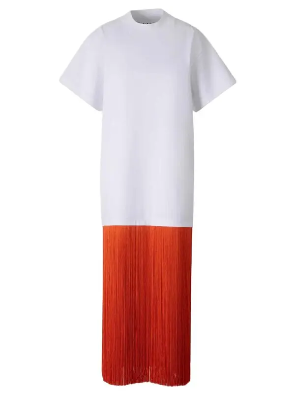 Alaïa Round Neck Short Sleeve Tassel Dress - White
