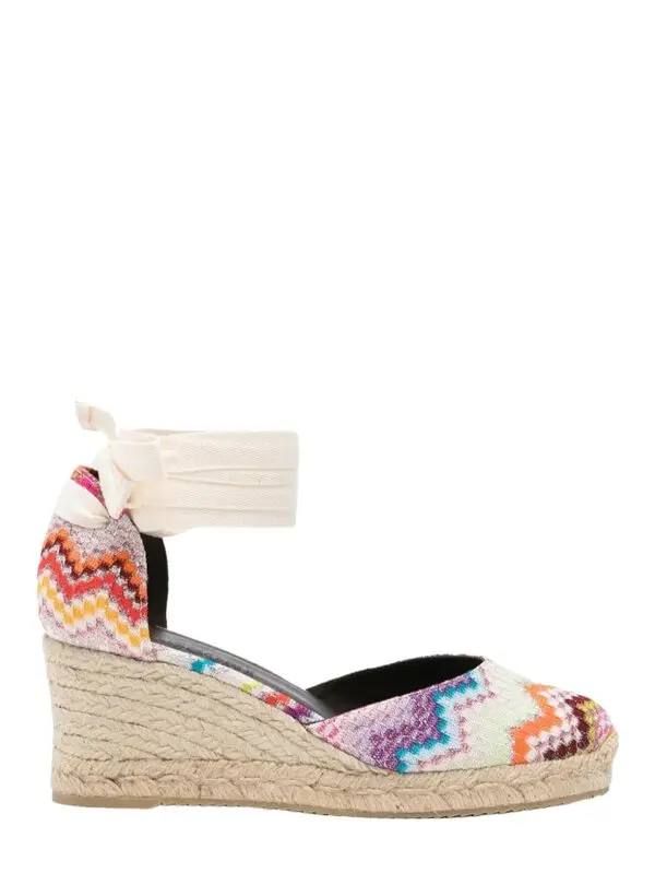 Missoni Chevron Pattern Wedge Espadrilles - Nude