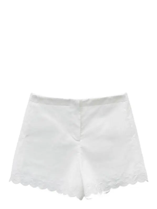 LOW CLASSIC Scalloped Shorts With Lace Embroidery - White