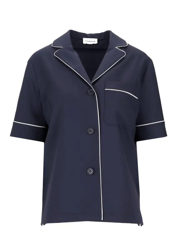 P.a.r.o.s.h Short-sleeve Wool Shirt - Navy Blue
