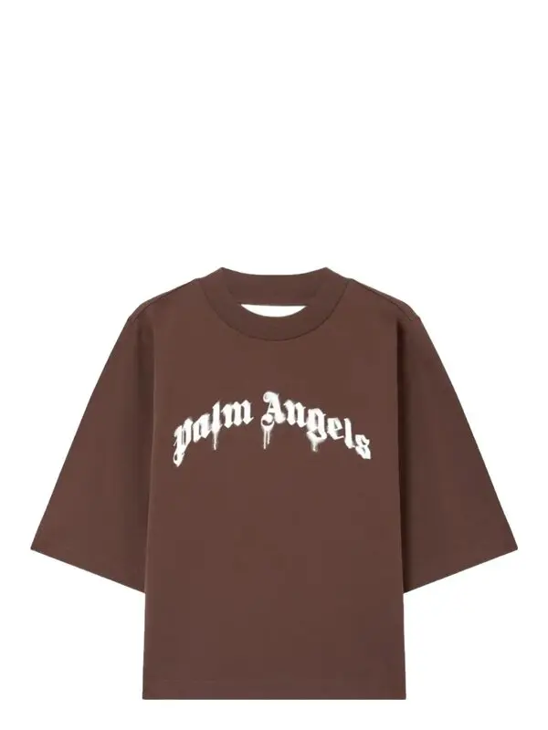 Palm Angels Curved Logo Boxy T-shirt - Brown