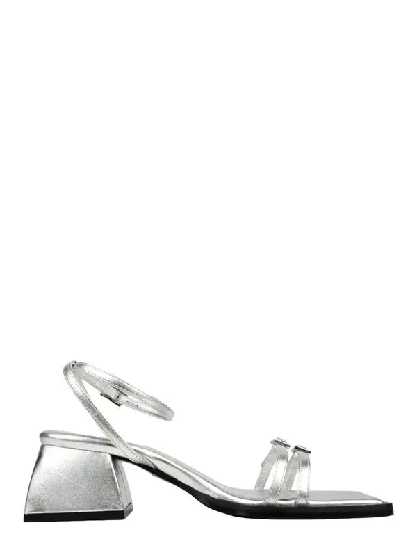 NODALETO Square-toe Sandals With Buckle Detail - Silver